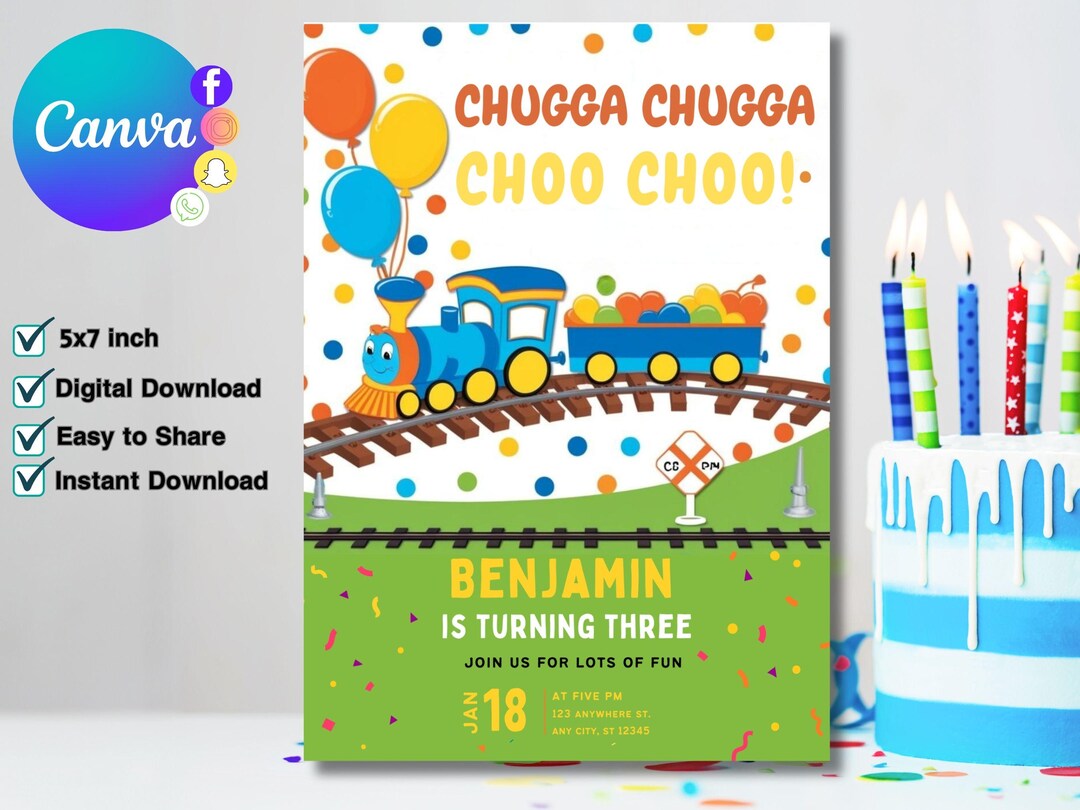 Editable Train Birthday Invitation Template, Toy Train Invitation for ...
