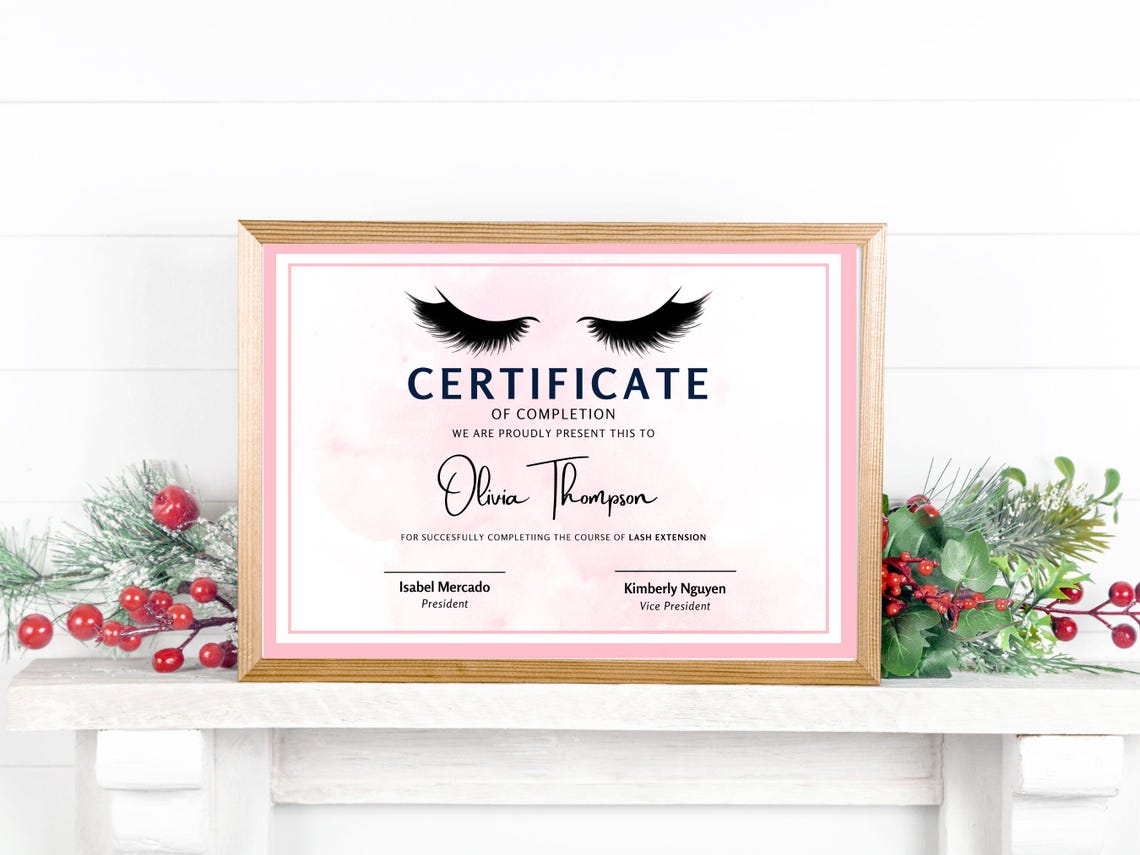Editable Lash Certificate of Completion Template, Printable Lash ...