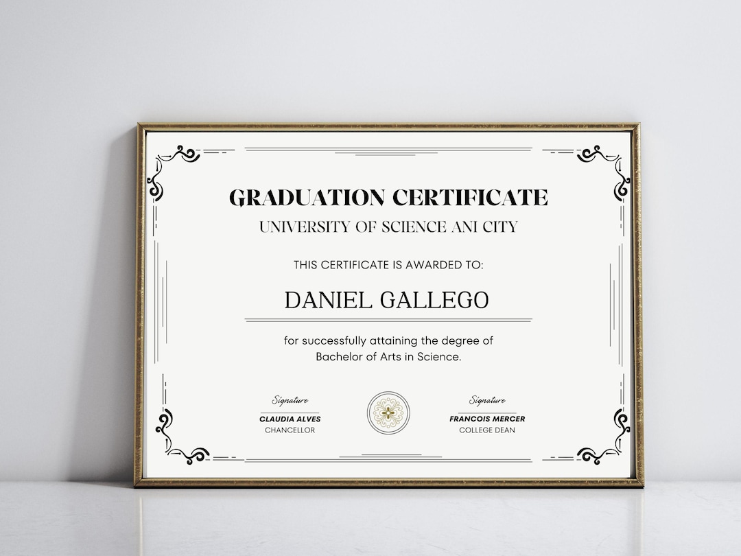 Editable College Diploma With Gold Seal Printable College Graduation ...