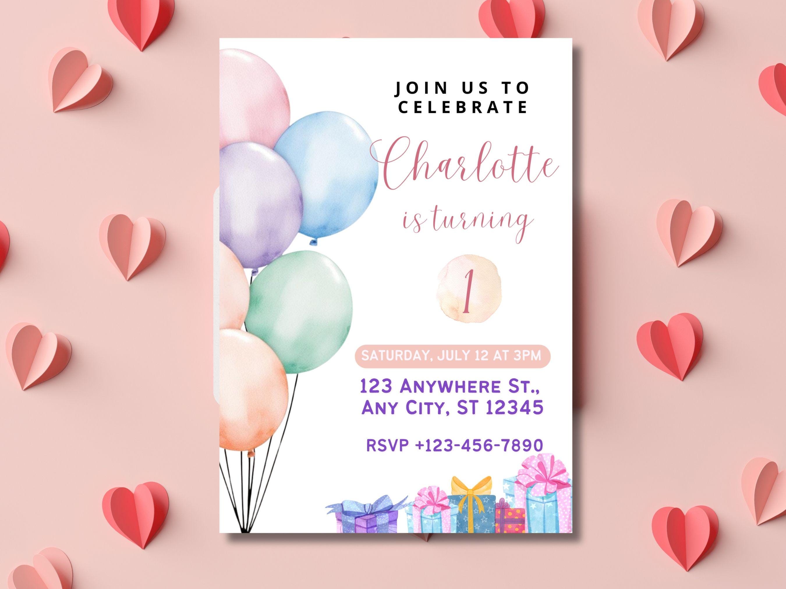 Balloons Invitation | Instant Download | Balloon Invite | Digital ...