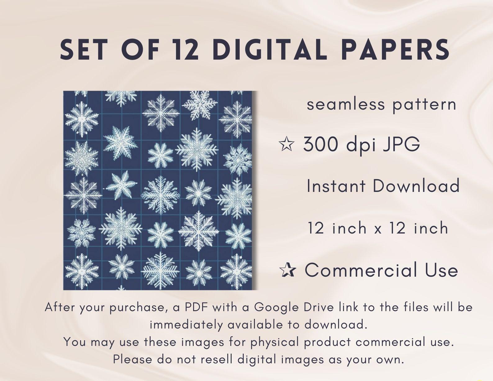 Snowflakes Seamless Patterns Winter Digital Paper Set Blue Junk Journal ...