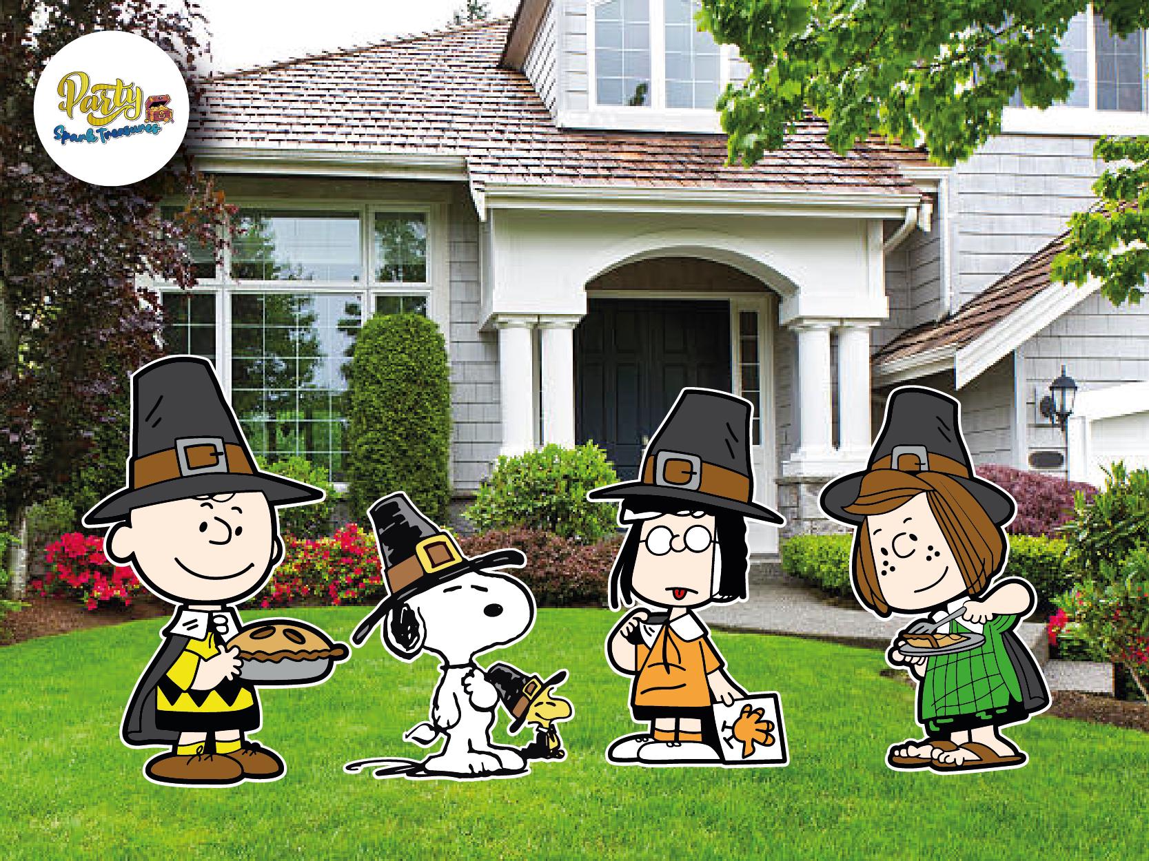 Charlie, Snoopy, Peppermint Patty, Lucy Thanksgiving Show Logo Yard ...