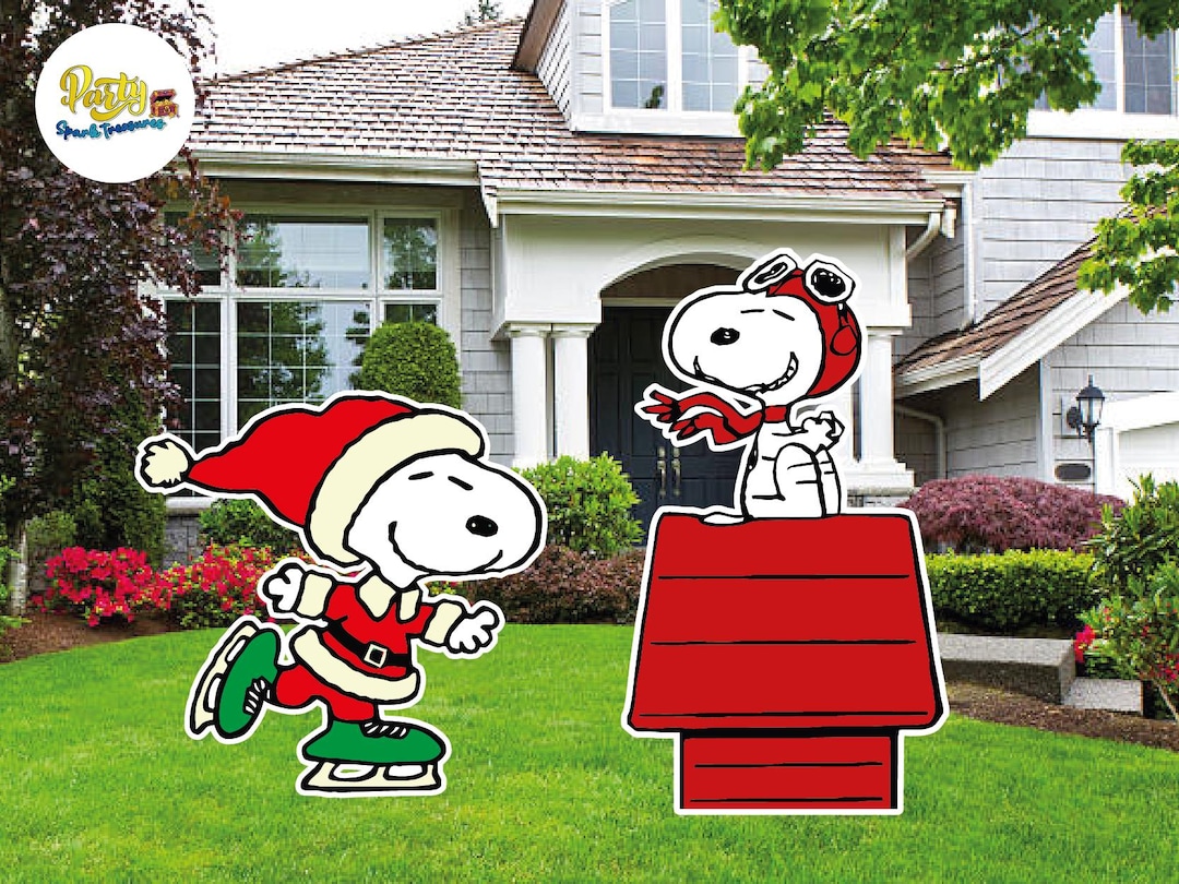 Snoopy Ice Skater Ready for Christmas Yard Signs With Snoopy Santa ...