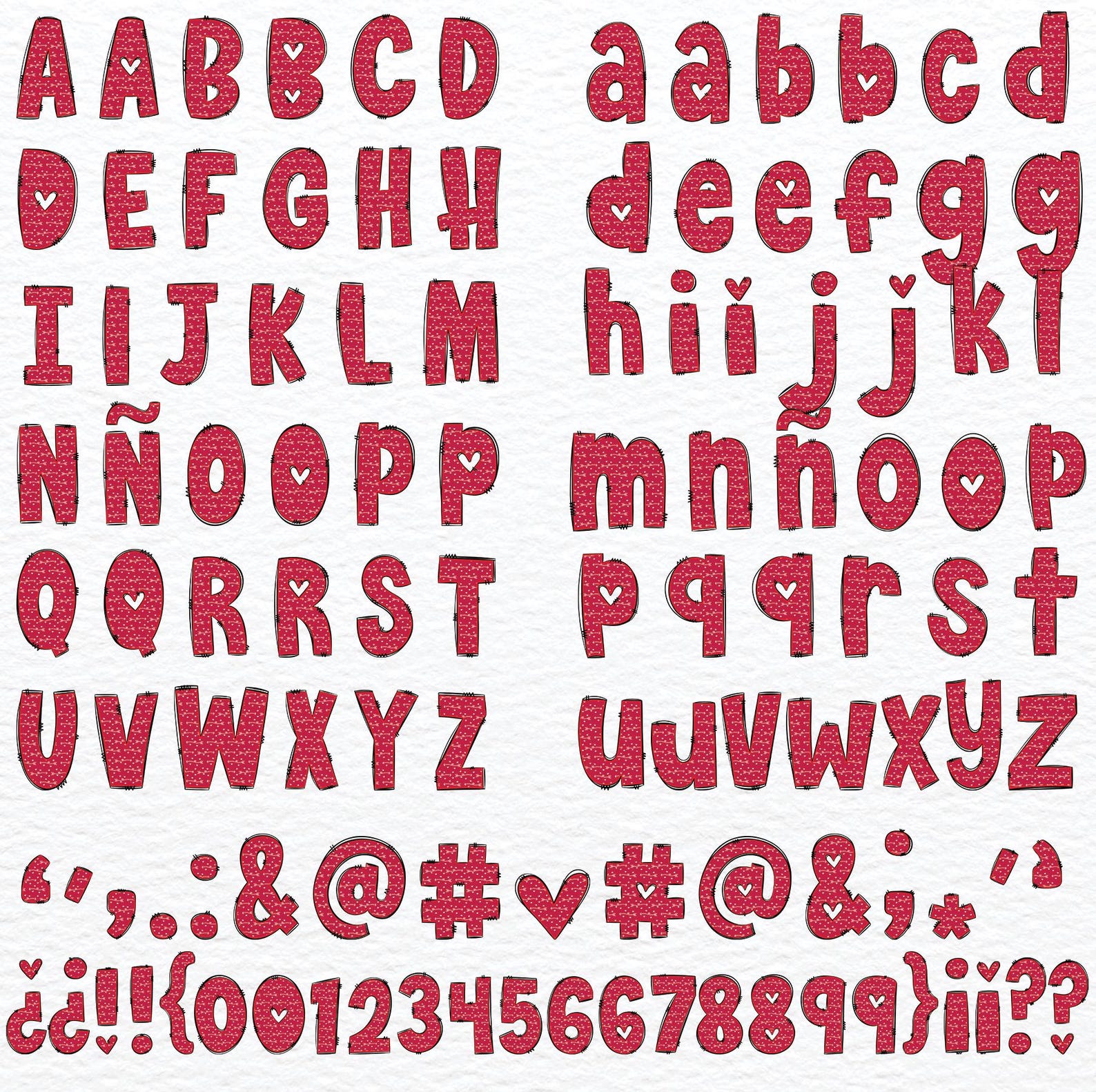 Doodleletters Bundle Clipart PNG Valentines Day Alphabet PNG Alpha ...
