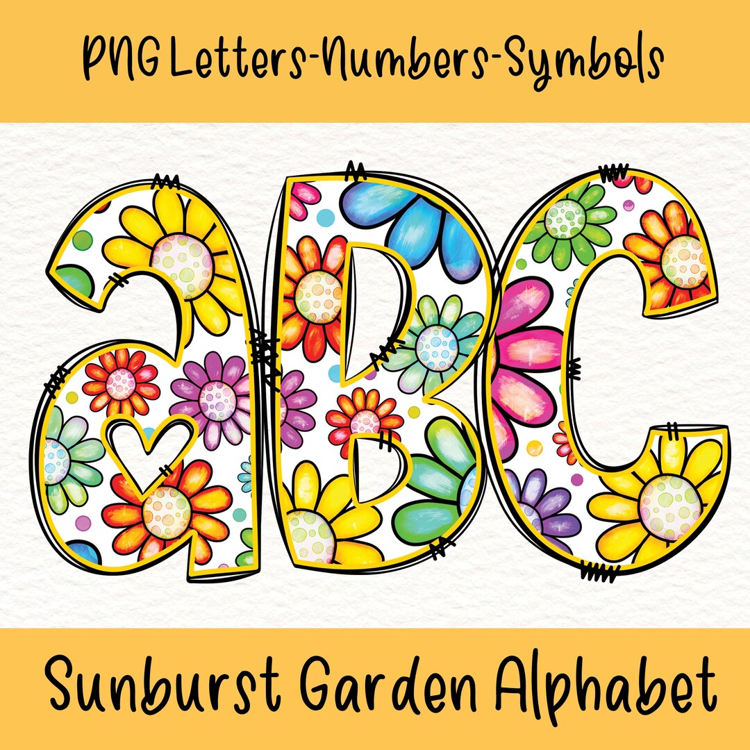Bright Alpha PNG Daisy Letters Doodle Letters Alphabet Doodle ...