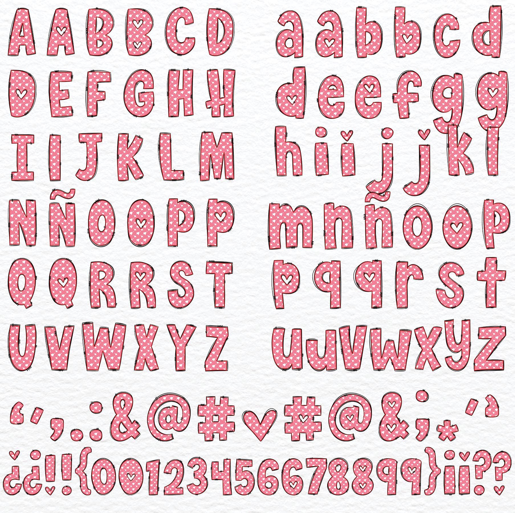 Doodleletters Bundle Clipart PNG Valentines Day Alphabet PNG Alpha ...