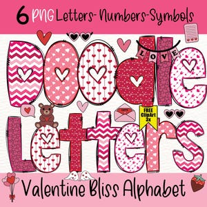 Doodleletters Bundle Clipart PNG Valentines Day Alphabet PNG Alpha ...