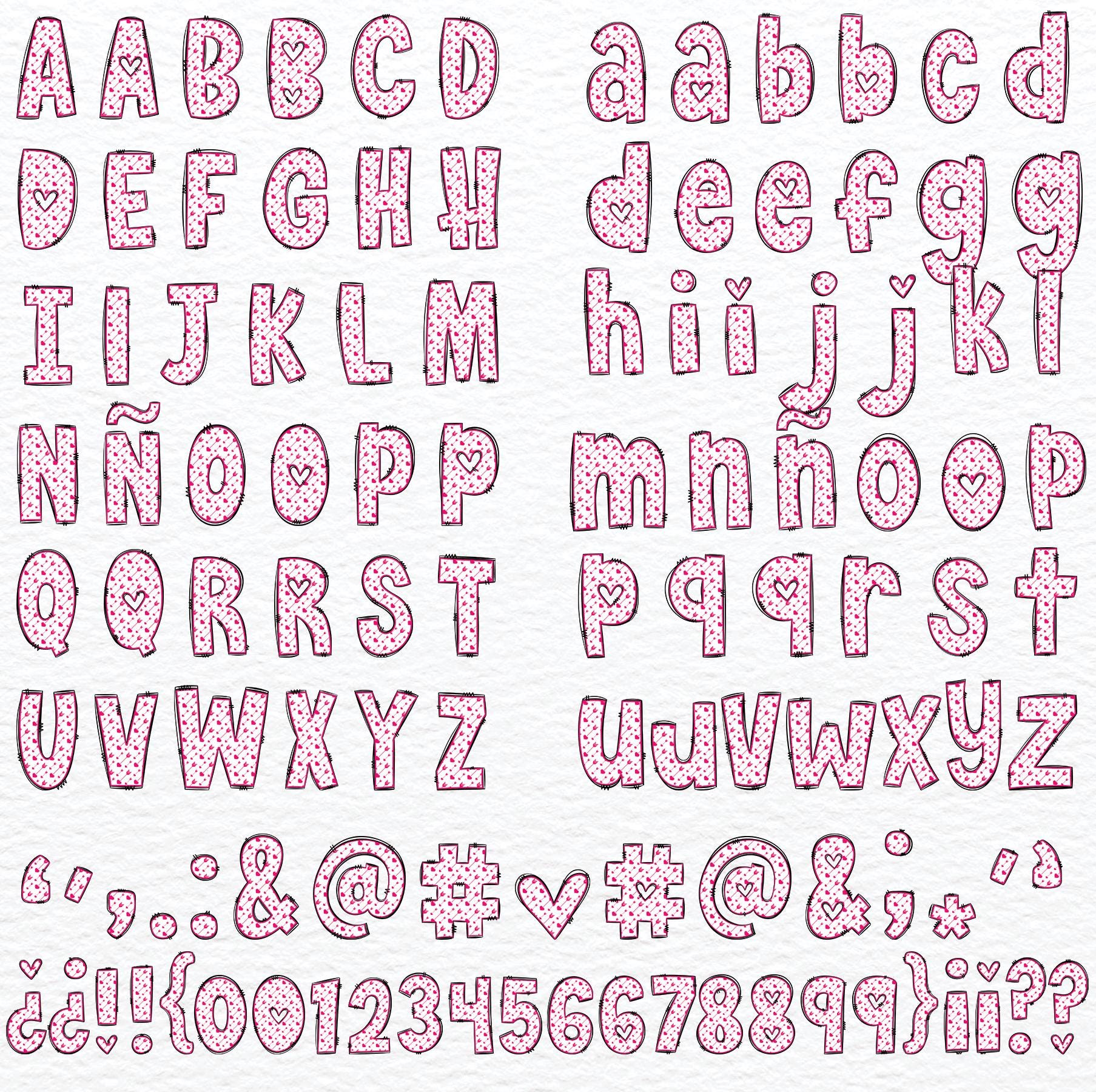 Doodleletters Bundle Clipart PNG Valentines Day Alphabet PNG Alpha ...
