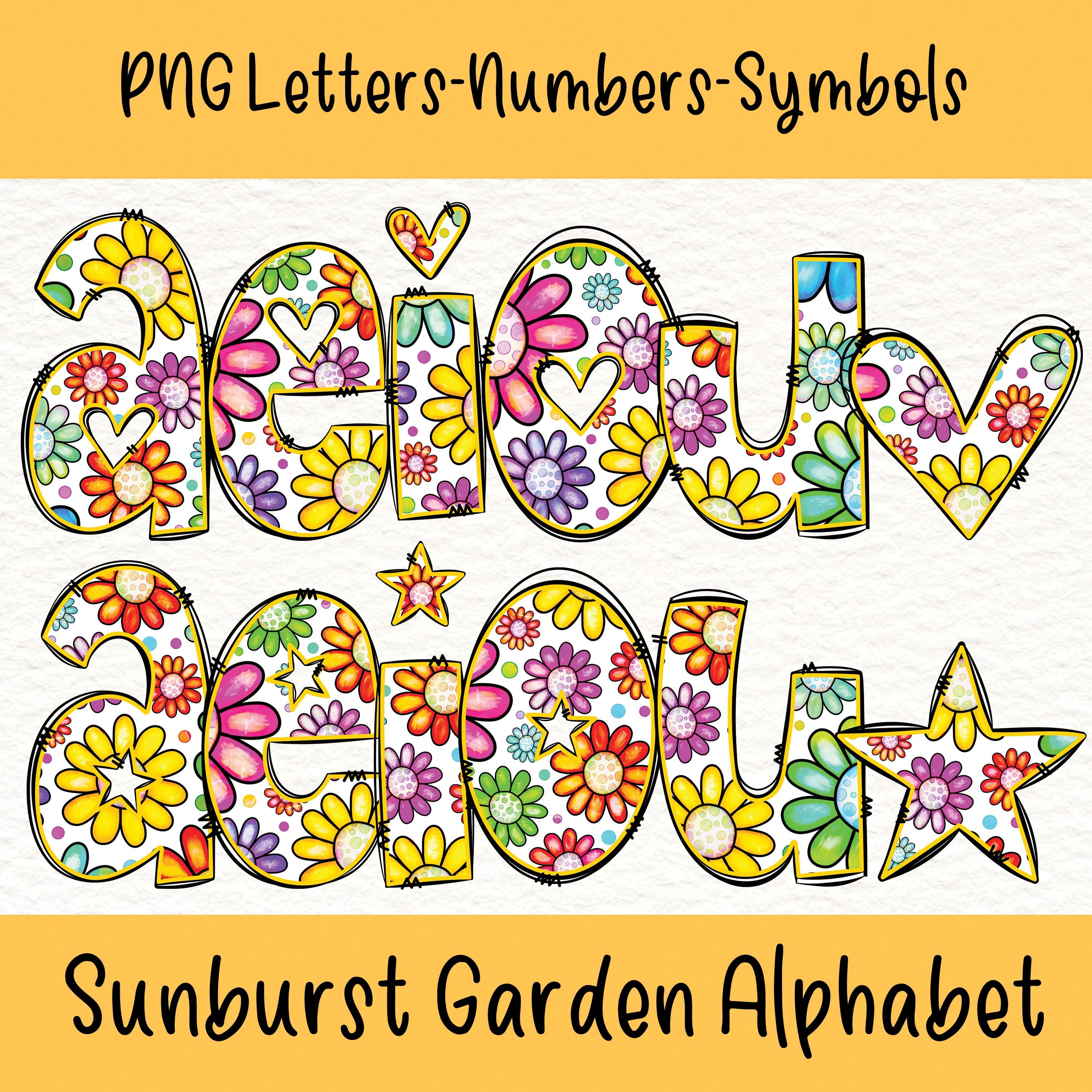 Bright Alpha PNG Daisy Letters Doodle Letters Alphabet Doodle ...