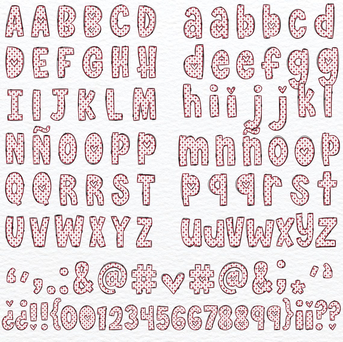 Doodleletters Bundle Clipart PNG Valentines Day Alphabet PNG Alpha ...