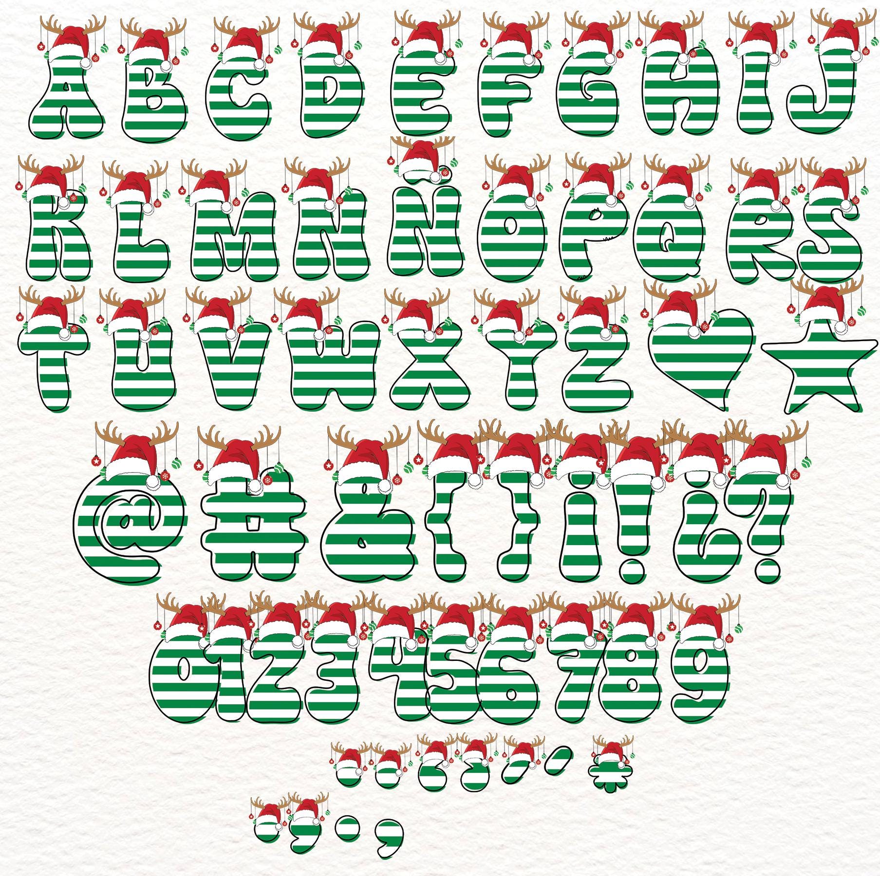 Christmas Reindeer Alphabet PNG, Custom Christmas Letters for Digital ...