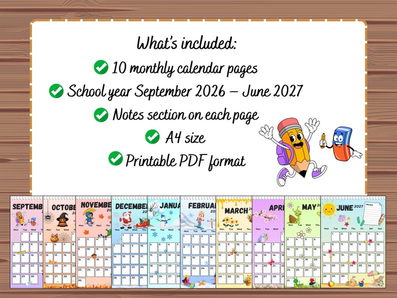 2026-2027 School Calendar | Printable Teacher Planner | Monthly ...