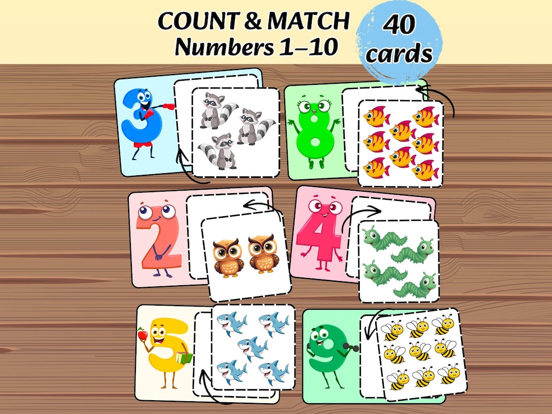 Number Matching Cards 1–10 | Count and Match Activity | Preschool ...