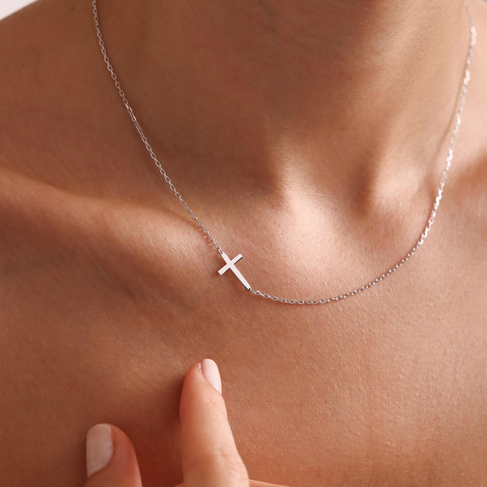 925 Sterling Silver Religious Cross Charm, Cross Jewelry, Modern Cross ...