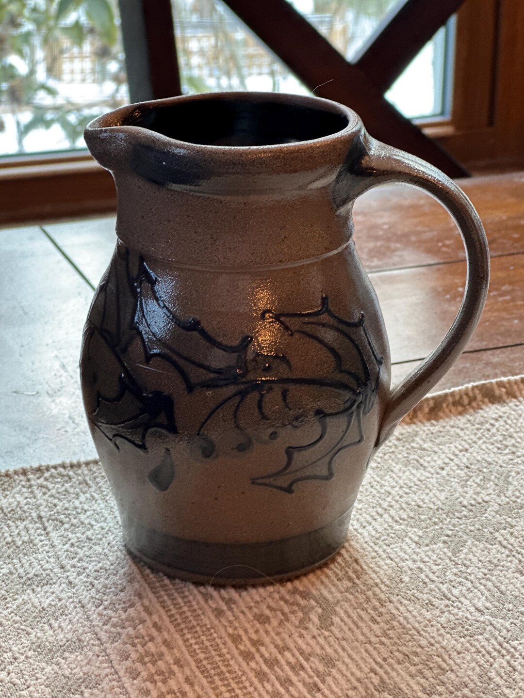 Vintage 1991 Handmade Rowe Pottery Works 6 Syrup Pitcher Berries and ...