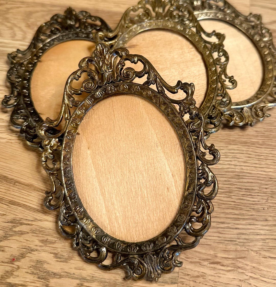 Vintage 1960’s Tiny 2.75" X 3.5" Solid Brass Oval Frames Made in Italy ...