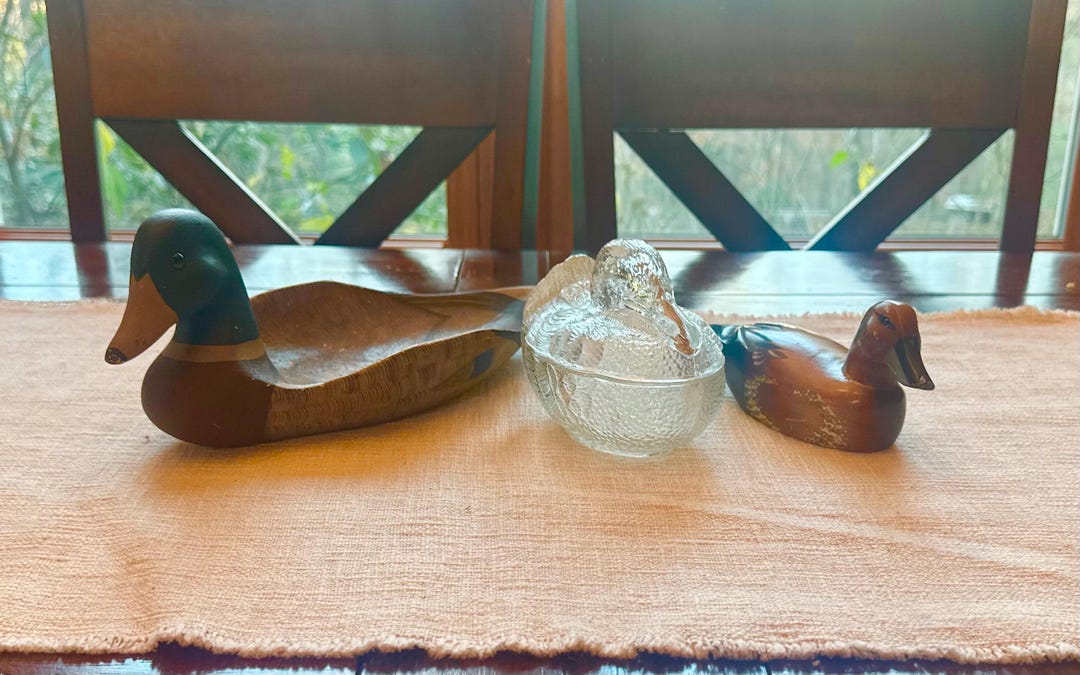 Vintage Duck Decor James Haddon Wood Tray Glass Dish With Lid - Etsy