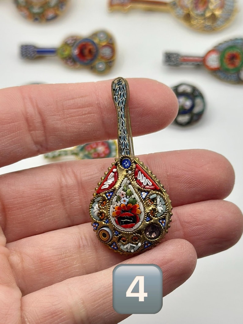 Micro Mosaic Vintage Antique Brooches Jewelry Guitar Banjo Mandolin ...