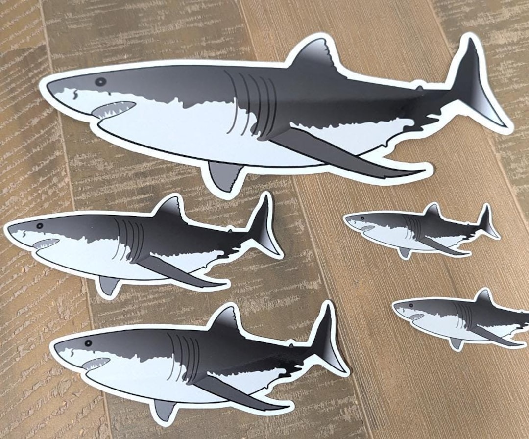 Great White Shark Sticker - Premium High Contrast Sticker - Durable ...