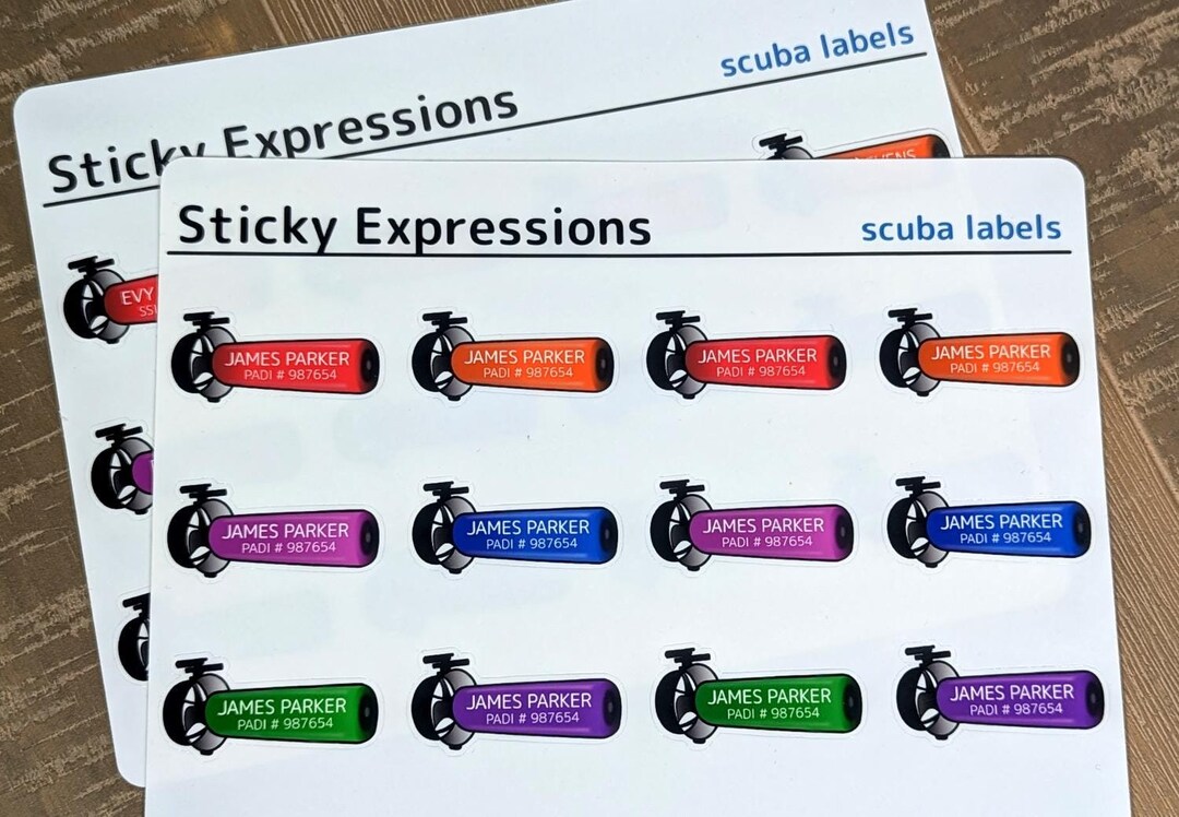 Diver Scuba Name Stickers Scooter DPV - Personalized Name Tags for ...