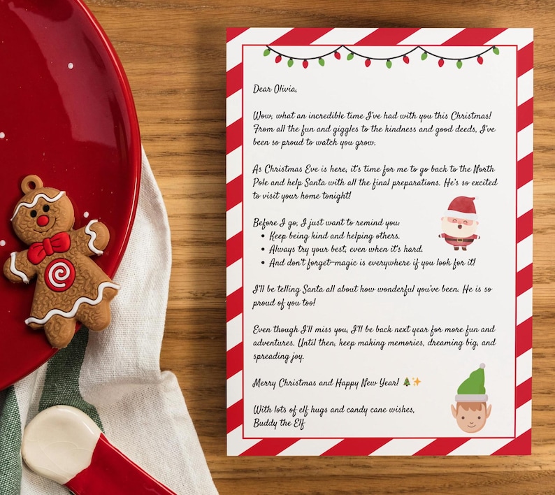 Editable Goodbye Elf on the Shelf Letter Template, Personalized ...