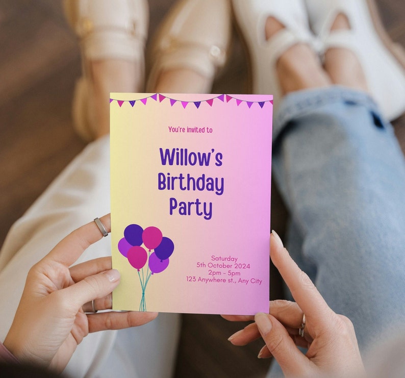 Editable Birthday Party Invitation Customizable Template Instant ...