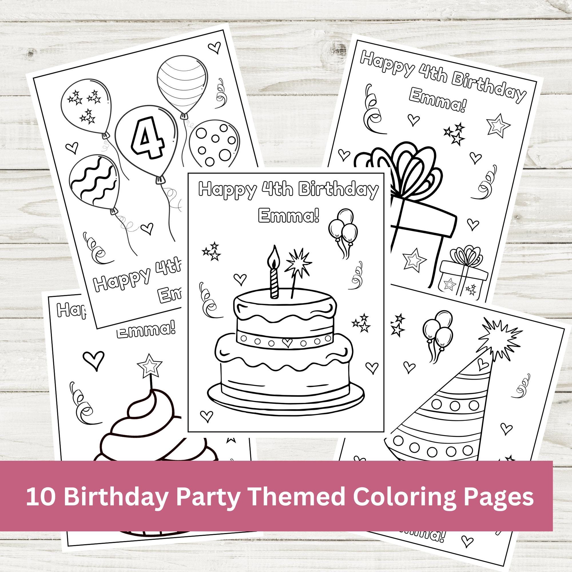 Personalized Birthday Coloring Pages Editable Printable 10 Party-themed ...