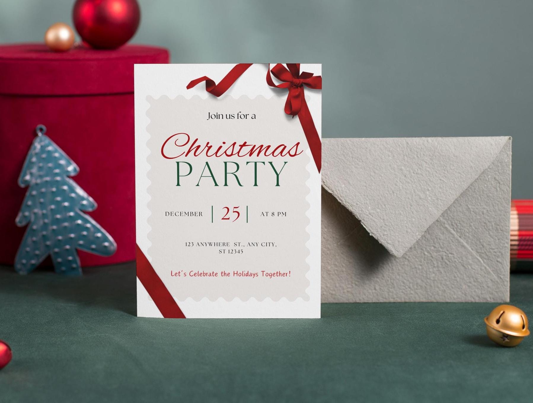 Editable Christmas Party Invitation, Editable Canva Template, Instant ...