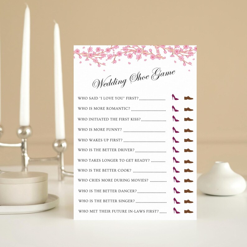Wedding Shoe Game Template Wedding Game Engagement Party Game Instant ...