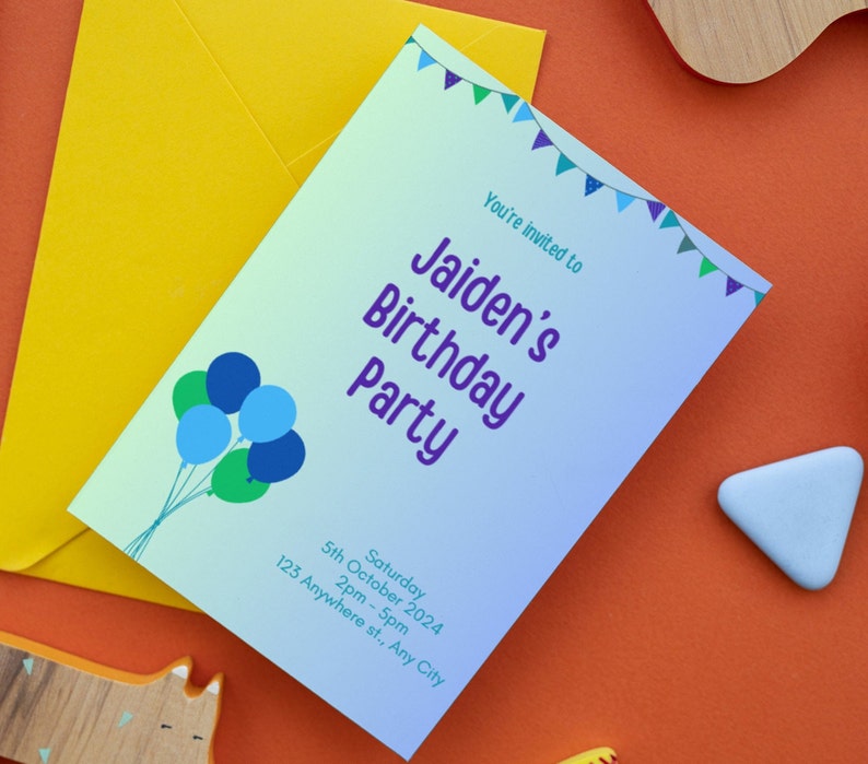 Editable Birthday Party Invitation Customizable Template Instant ...