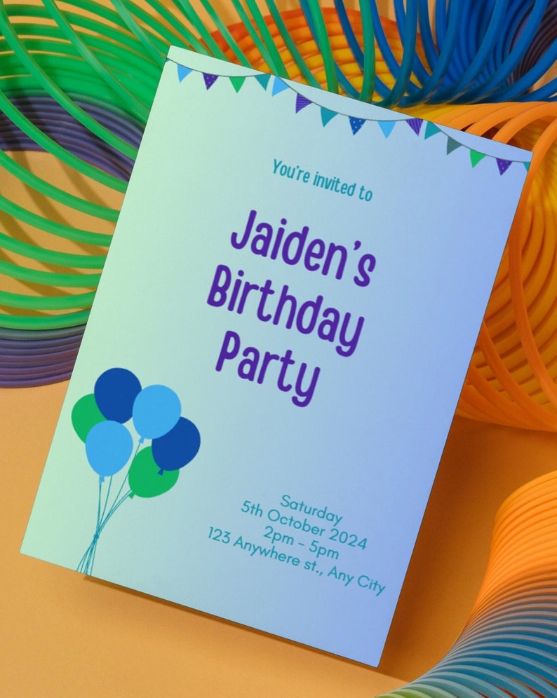 Editable Birthday Party Invitation Customizable Template Instant ...