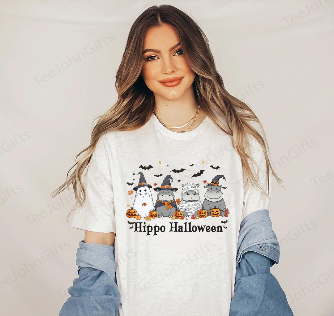 Cute Baby Hippo Moo Deng Fall Png, Boo Ghost Moo Deng Bouncy Pig ...