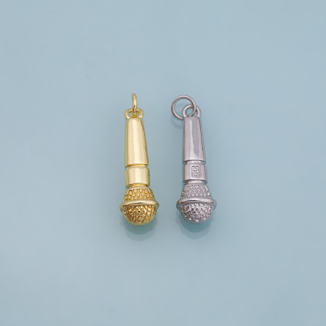 Microphone Charm 18k Gold Filled for Charm Bar Bracelets and Necklaces ...