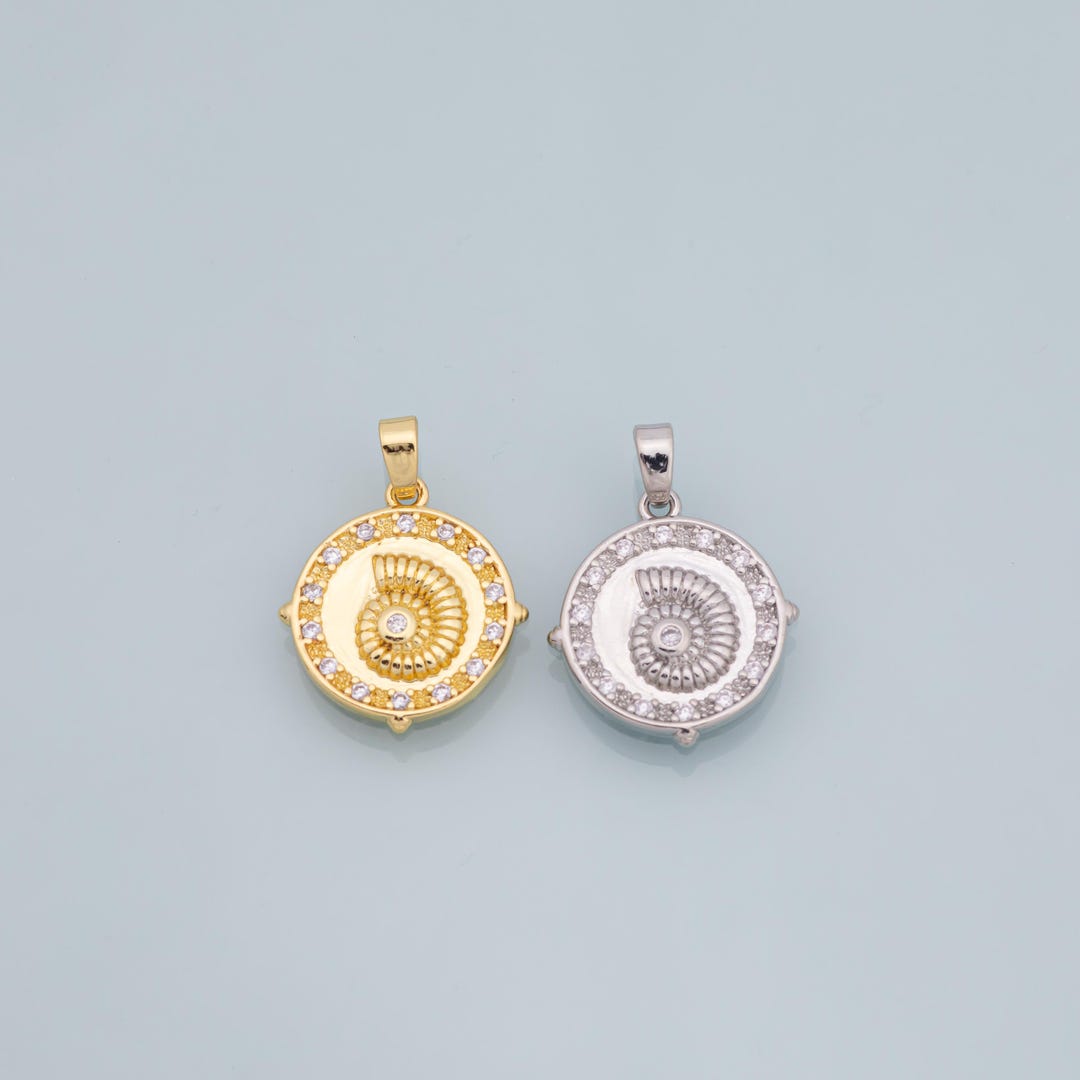 Sea Shell Nautilus Charm 18k Gold Filled Charm Bar Bracelets and ...