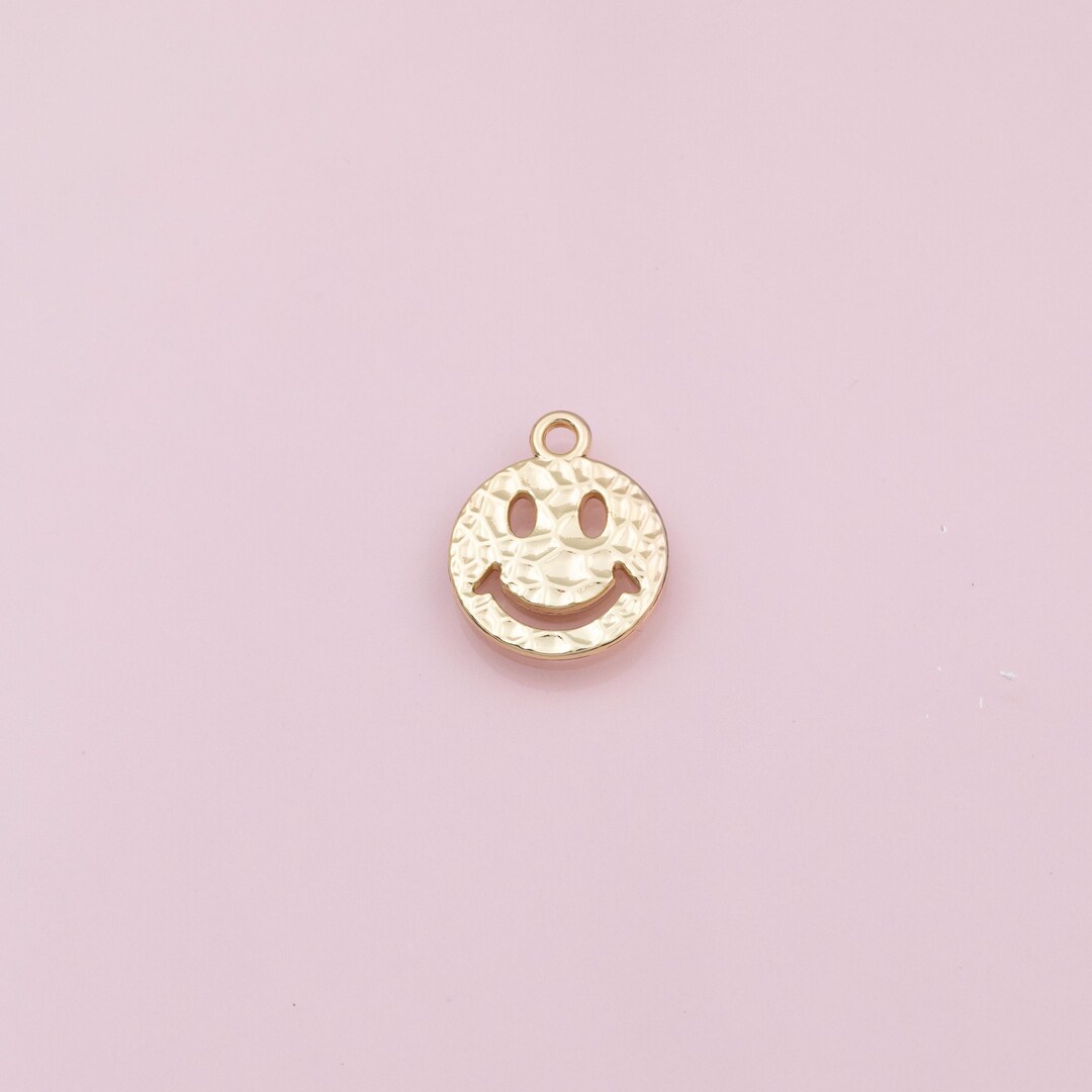 Happy Face Smile Charm 18K Gold Filled Charm for Charm Bar Bracelets ...