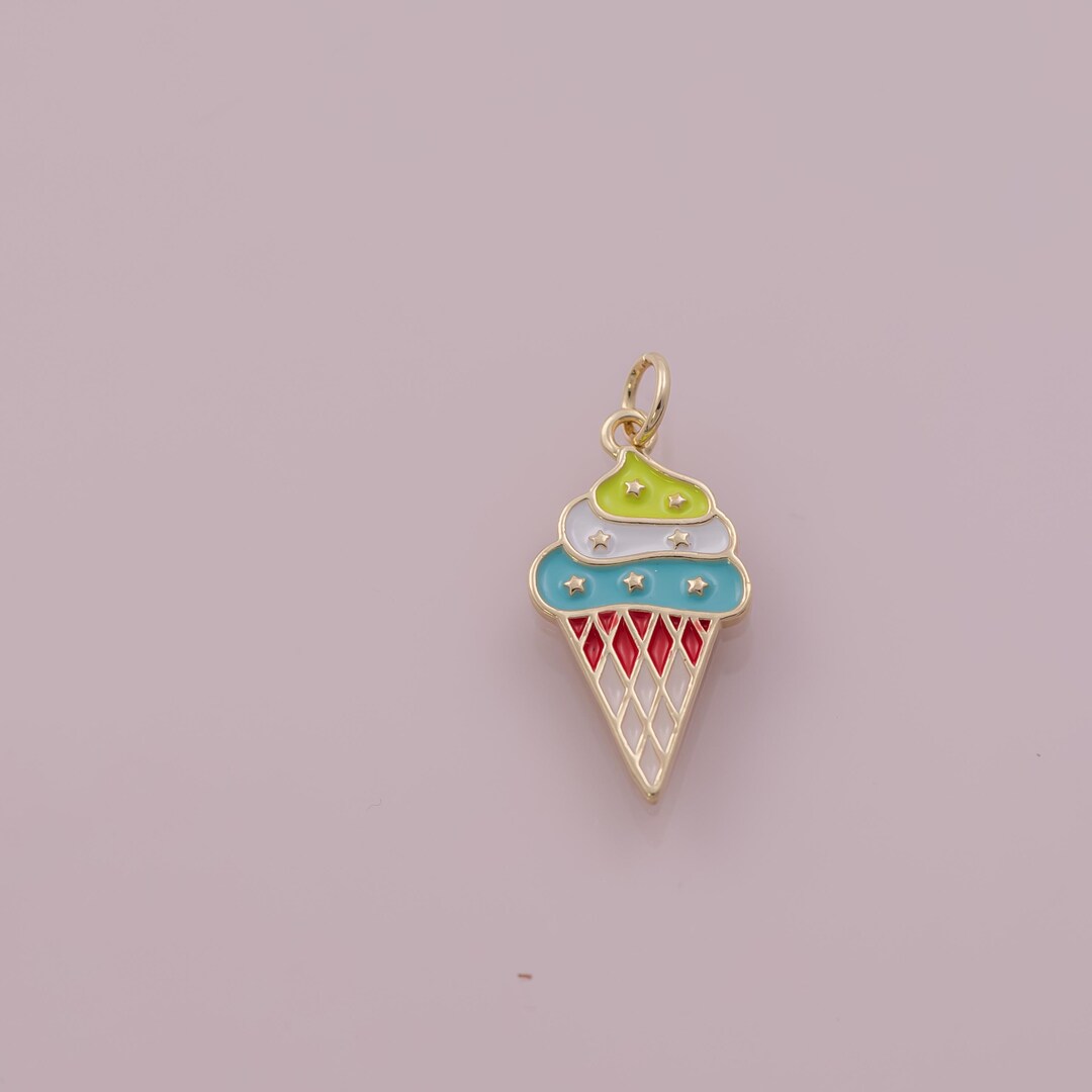 Icecream Cone Ice Cream Charm 18k Gold Filled Charm Bar Charms for ...