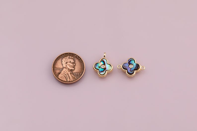 Abalone Clover Connector and Charm 18k Gold Filled Charm Bar Charms for ...