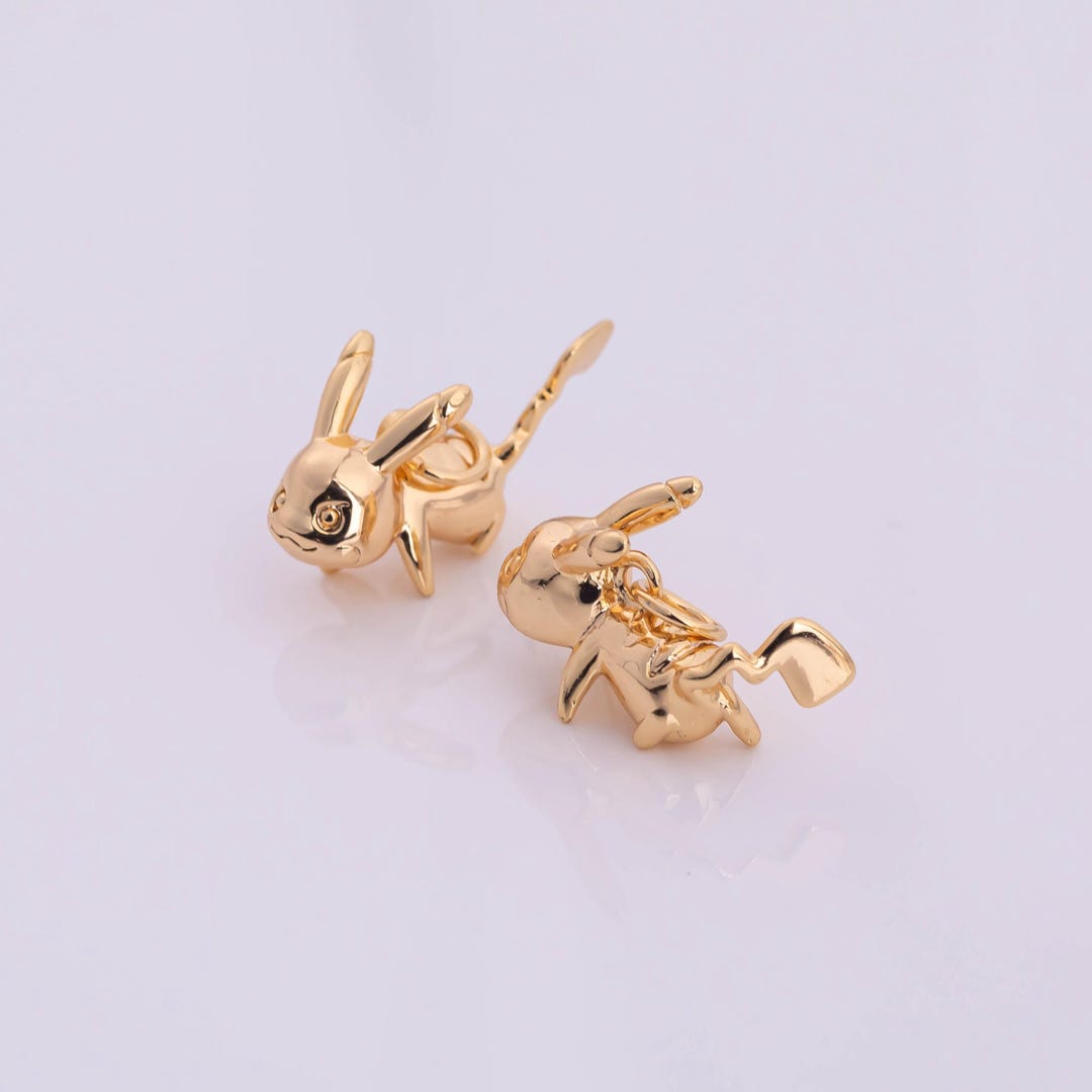 18k Gold Filled Pikachu Charm Pokemon 18x14mm for Charm Bar Bracelets ...