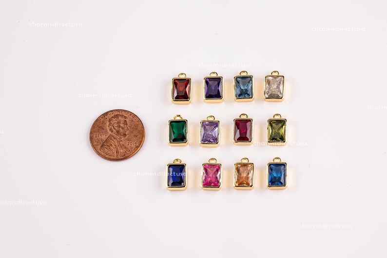 18K Gold Filled Rectangle Birthstone Charms Made in Usa 1420 14/20 Gold ...