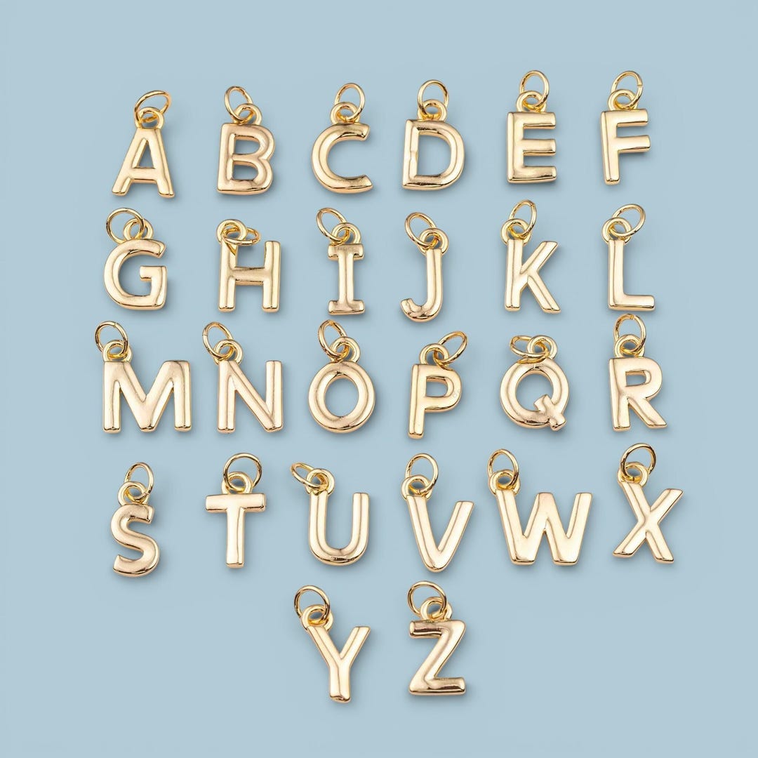 18k GF Letter Letters Alphabet Initial Charm Charms Bracelet Necklace ...
