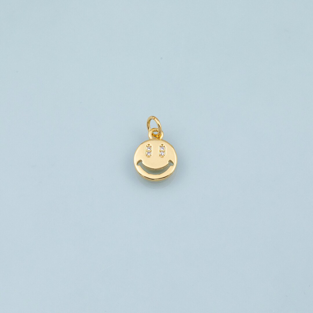 Smiley Face Charm 18K Gold Filled Charm for Charm Bar Bracelets ...