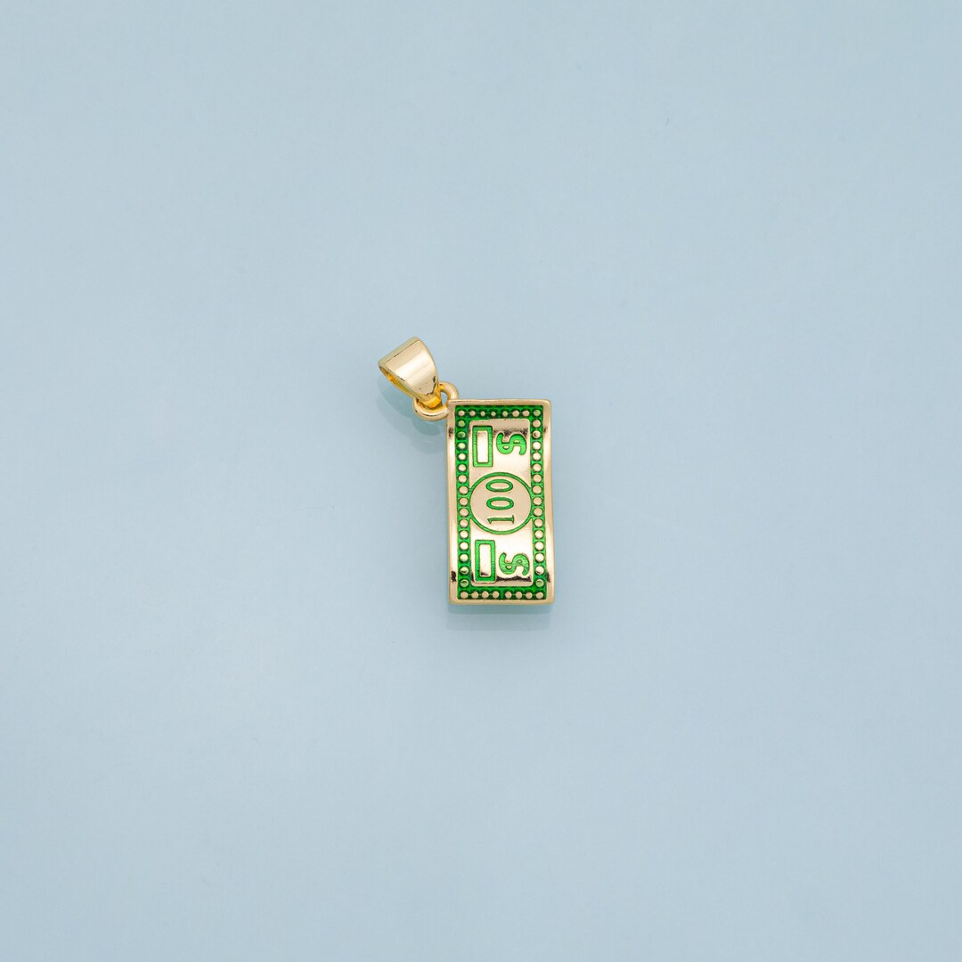Money Dollar Bill Charm Enamel Charm 18K Gold Filled for Charm Bar ...