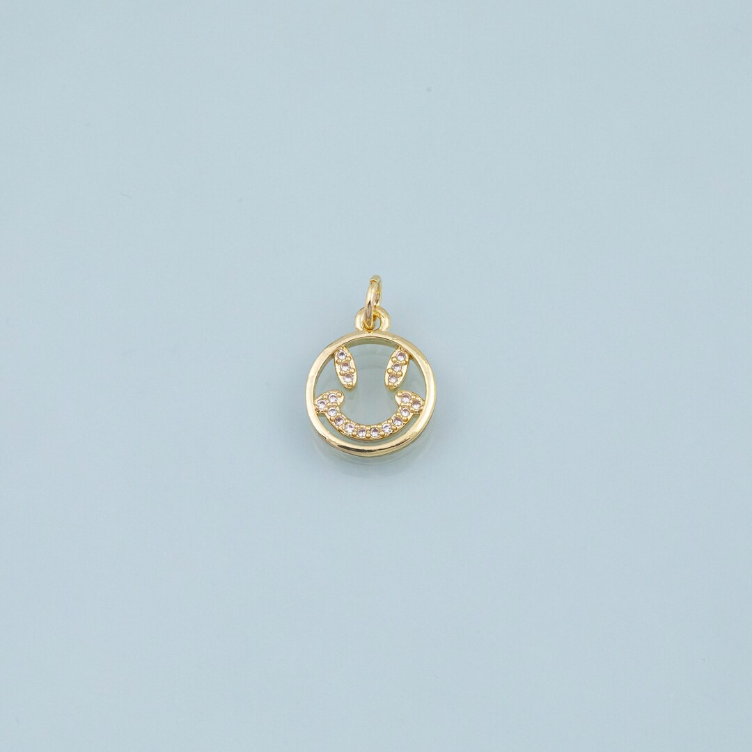 Smiley Face Charm 18K Gold Filled Charm for Charm Bar Bracelets ...