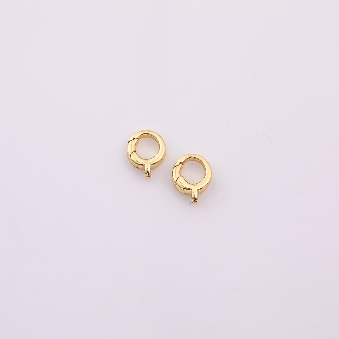 18K Gold Filled Push Gate Clasp 9x12mm Round Circle Spring Gate Push ...