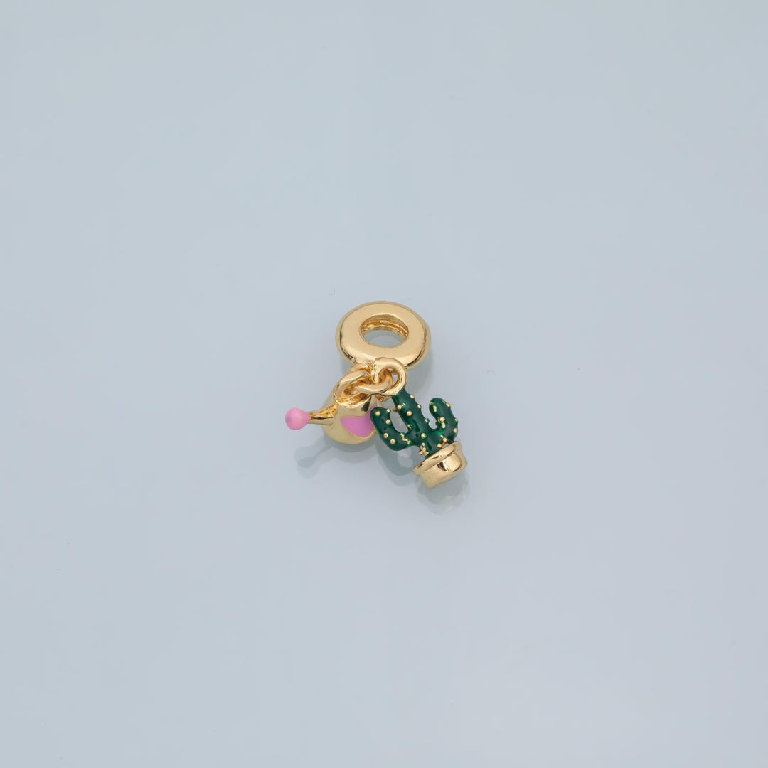 Cactus Watering Pot Large Hole Charm Gold Filled Charm Bracelet and ...