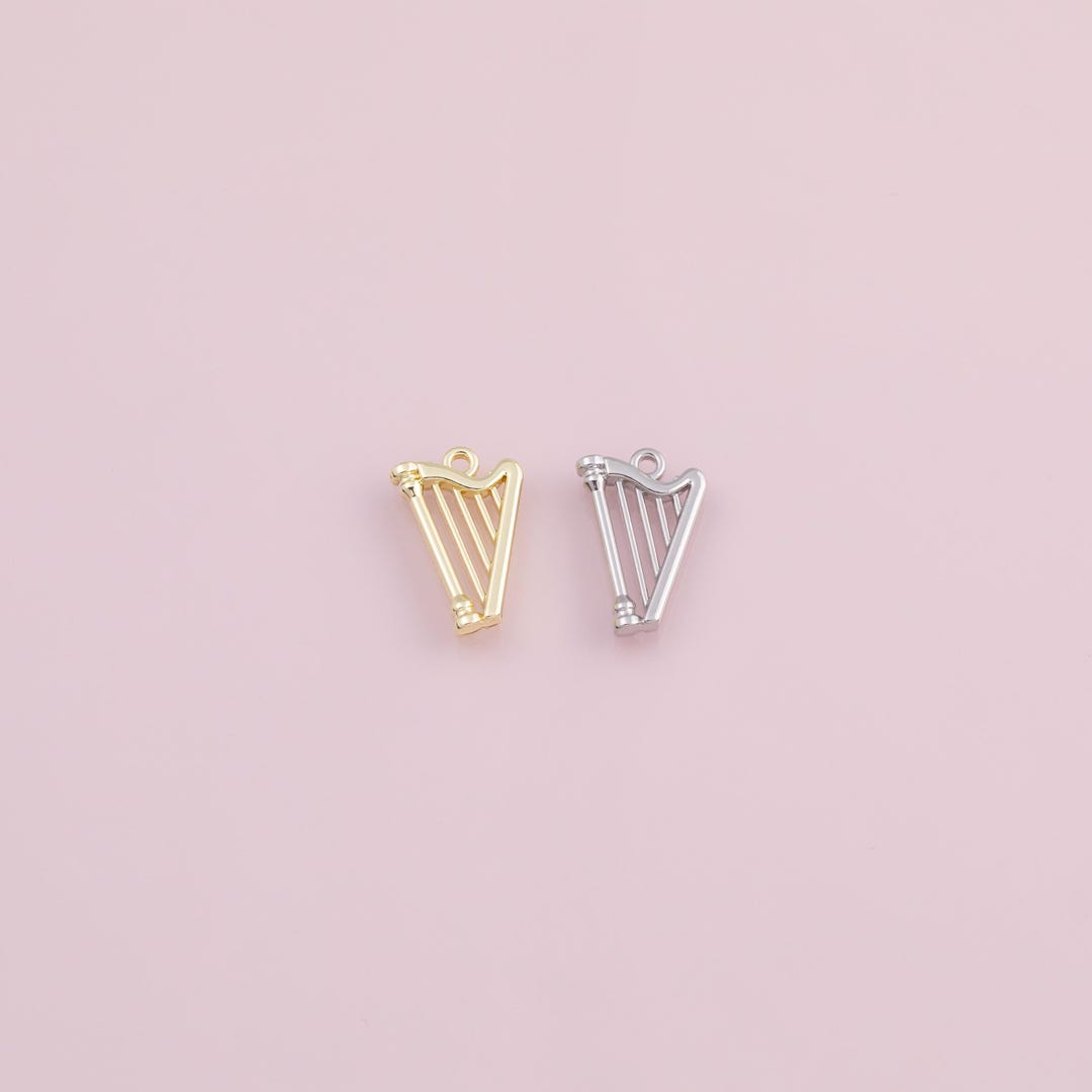 Harp Musical Instrument Charm 18k Gold Filled Charm Bar Charms for ...