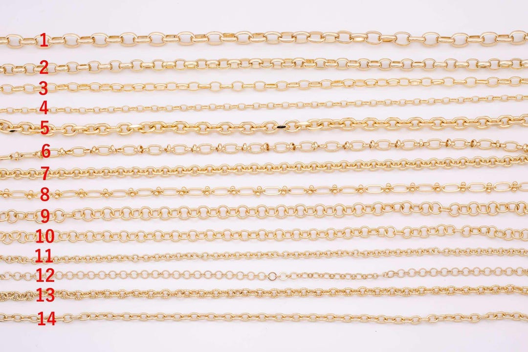 Rolo and Oval Chain Selection 18K Gold Filled Unfinished Loose Chain ...