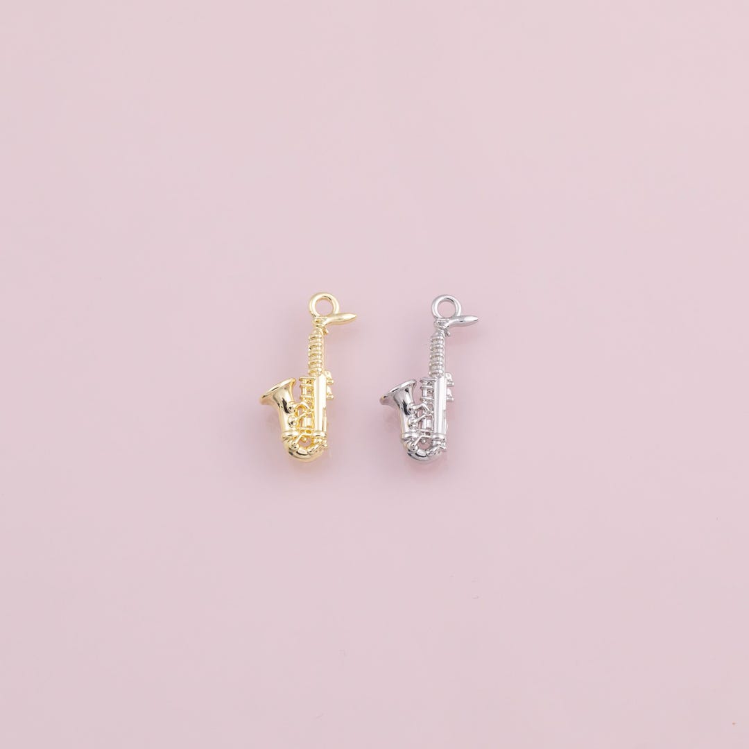 Saxophone Jazz Charm 18k Gold Filled Charm Bar Charms for Bracelets and ...