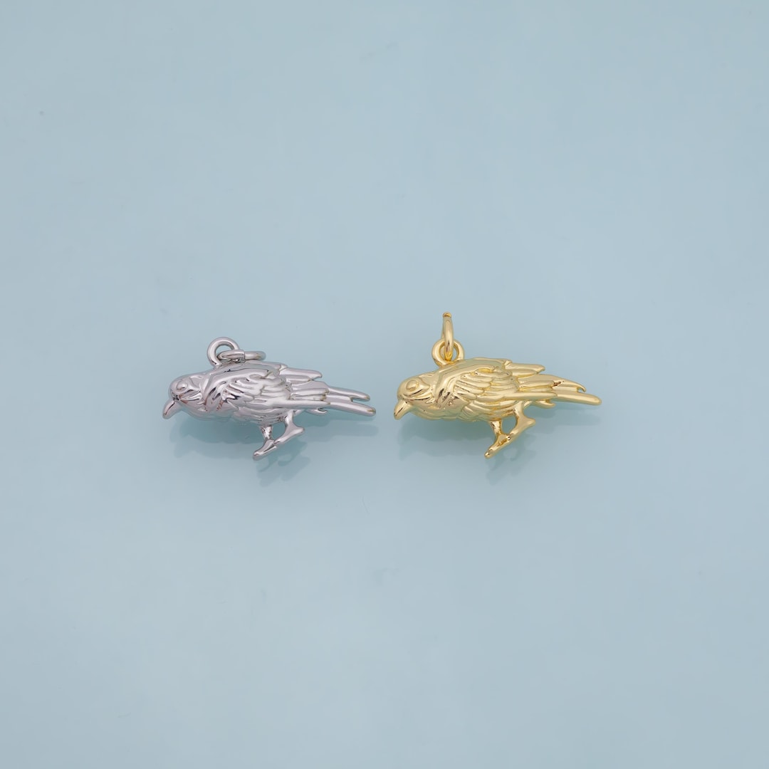 4pcs Bird Crow Raven Charm 18k Gold Filled for Charm Bar Bracelets and ...