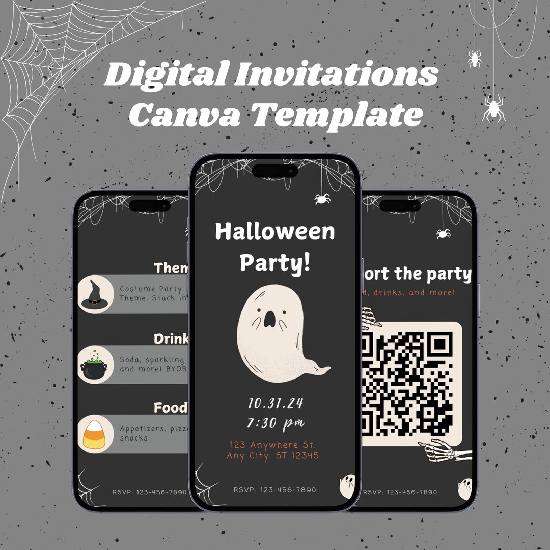 Digital Halloween Party Invitation, Halloween Party Evite, Editable ...